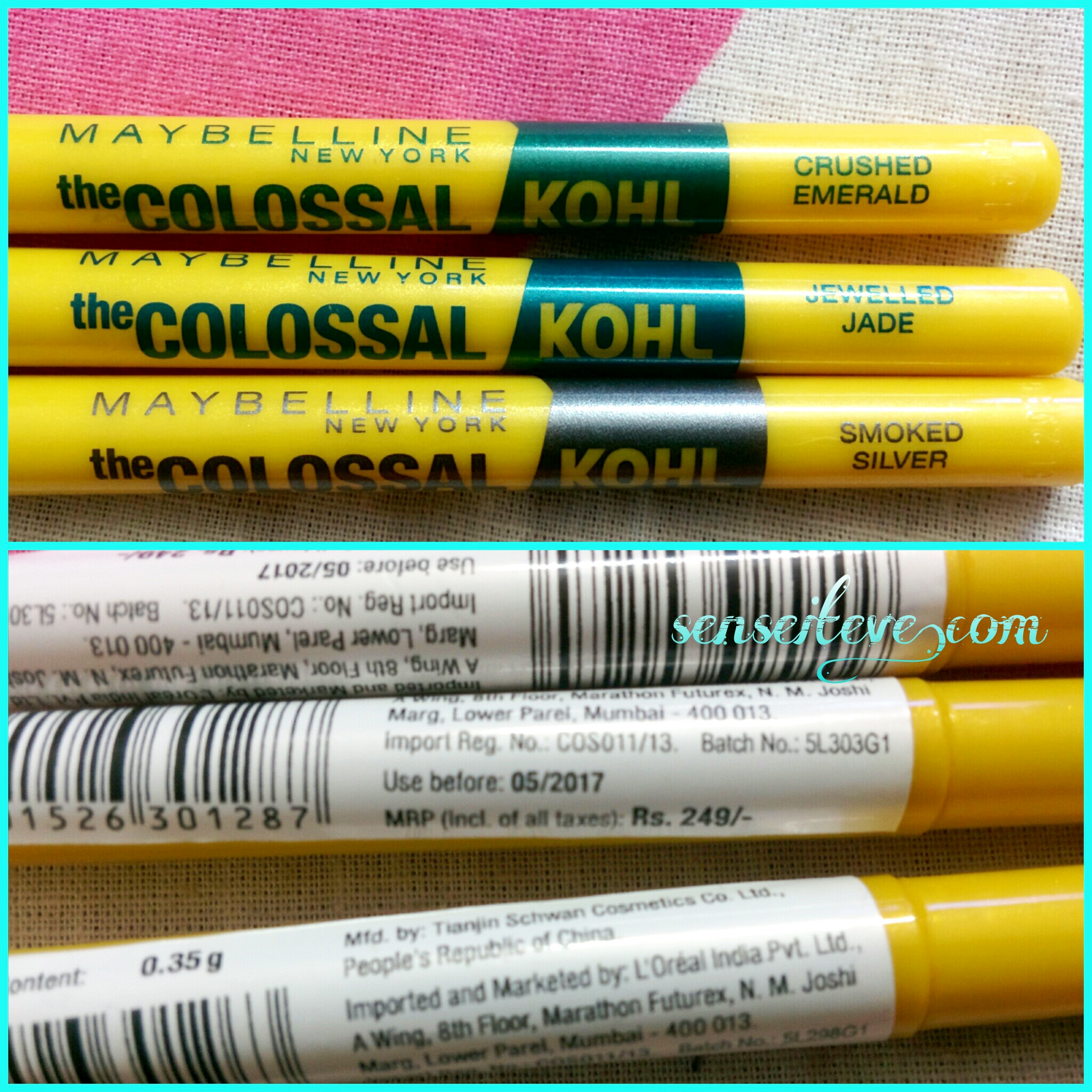 Maybelline the Colossal Kohl Crushed Emerald, Jewelled Jade & Smoked ...